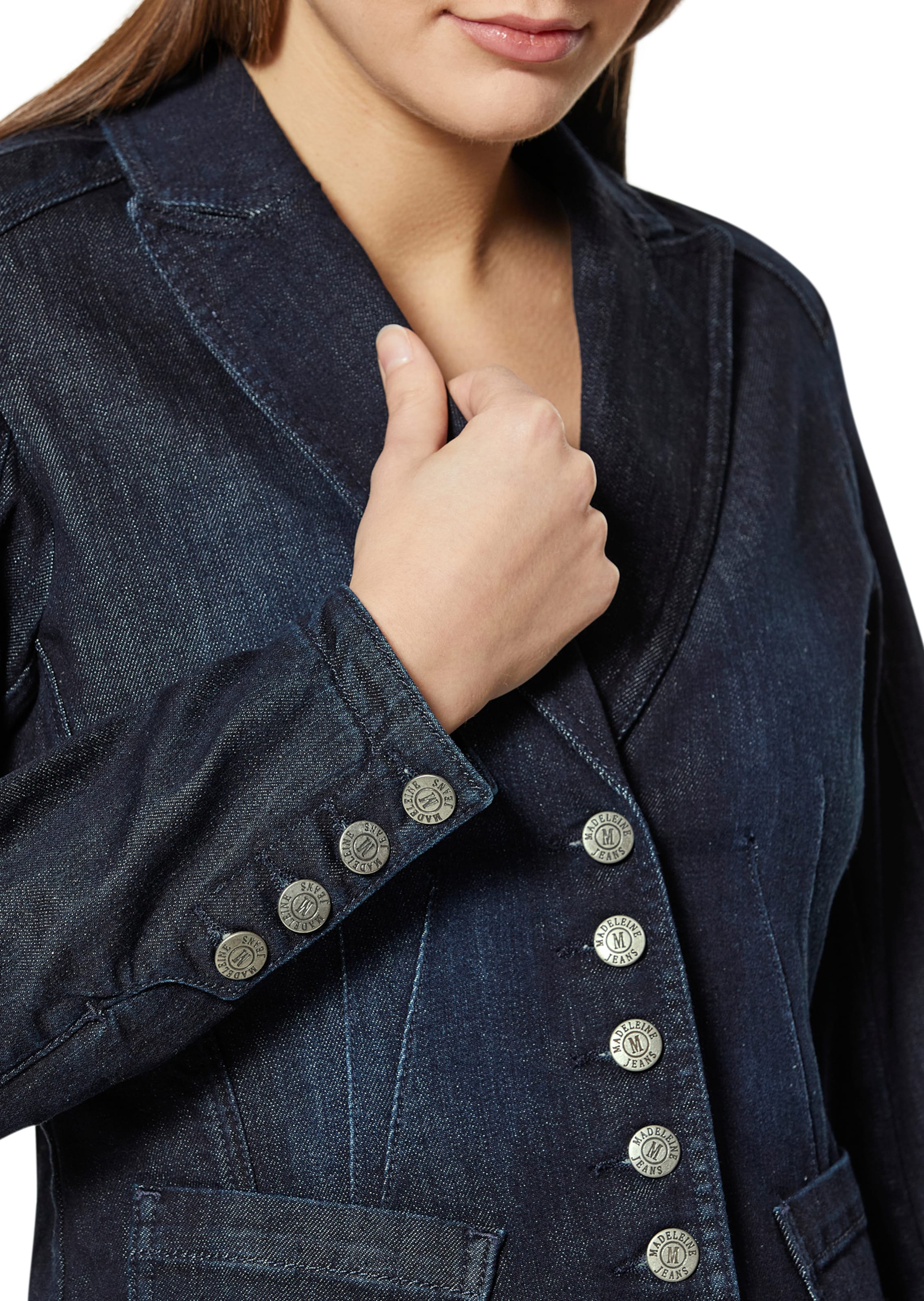 Denim blazer with washed effects in dark blue | MADELEINE Fashion