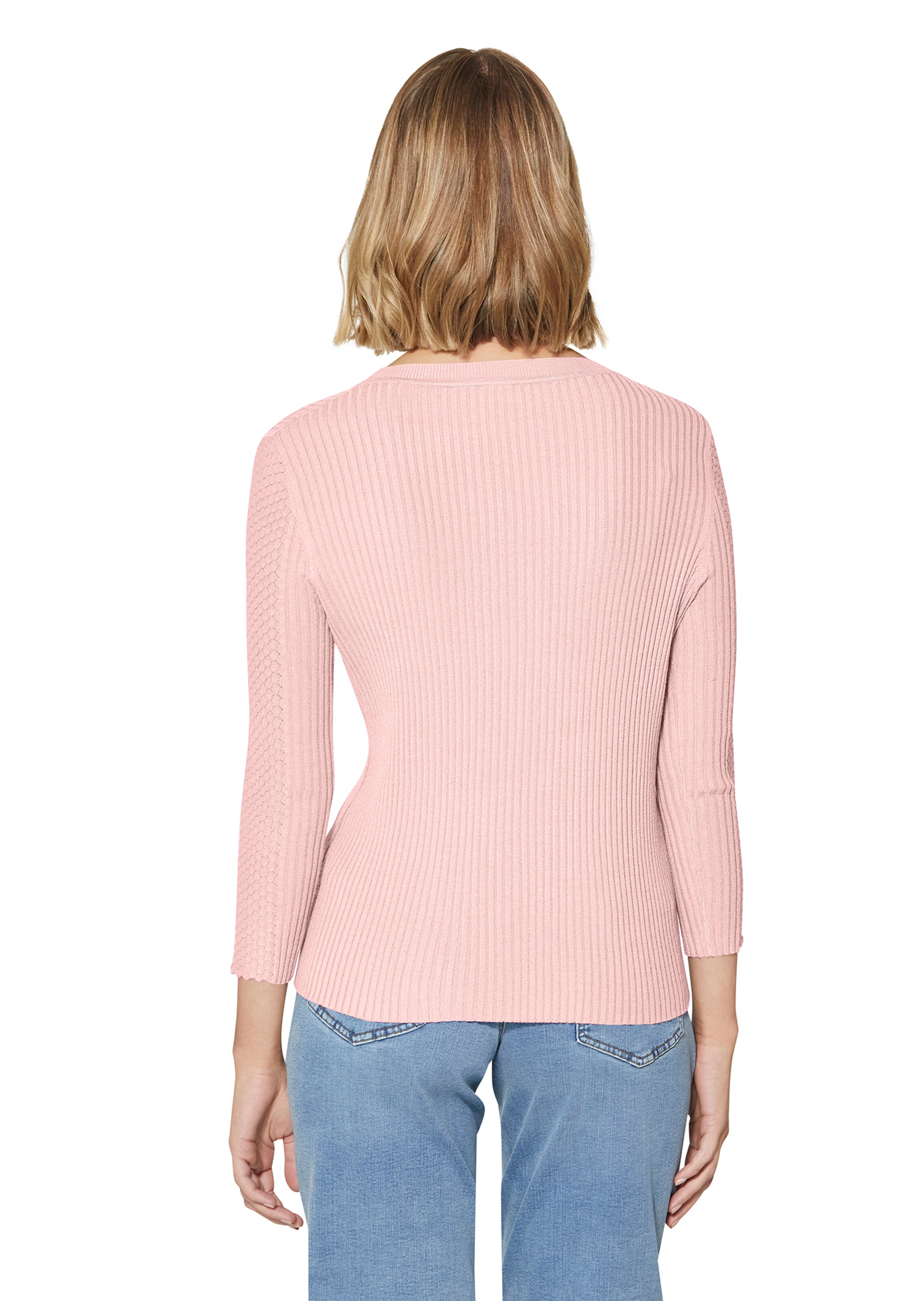 Smooth knit jumper with rib-knit accents in powder rosé
