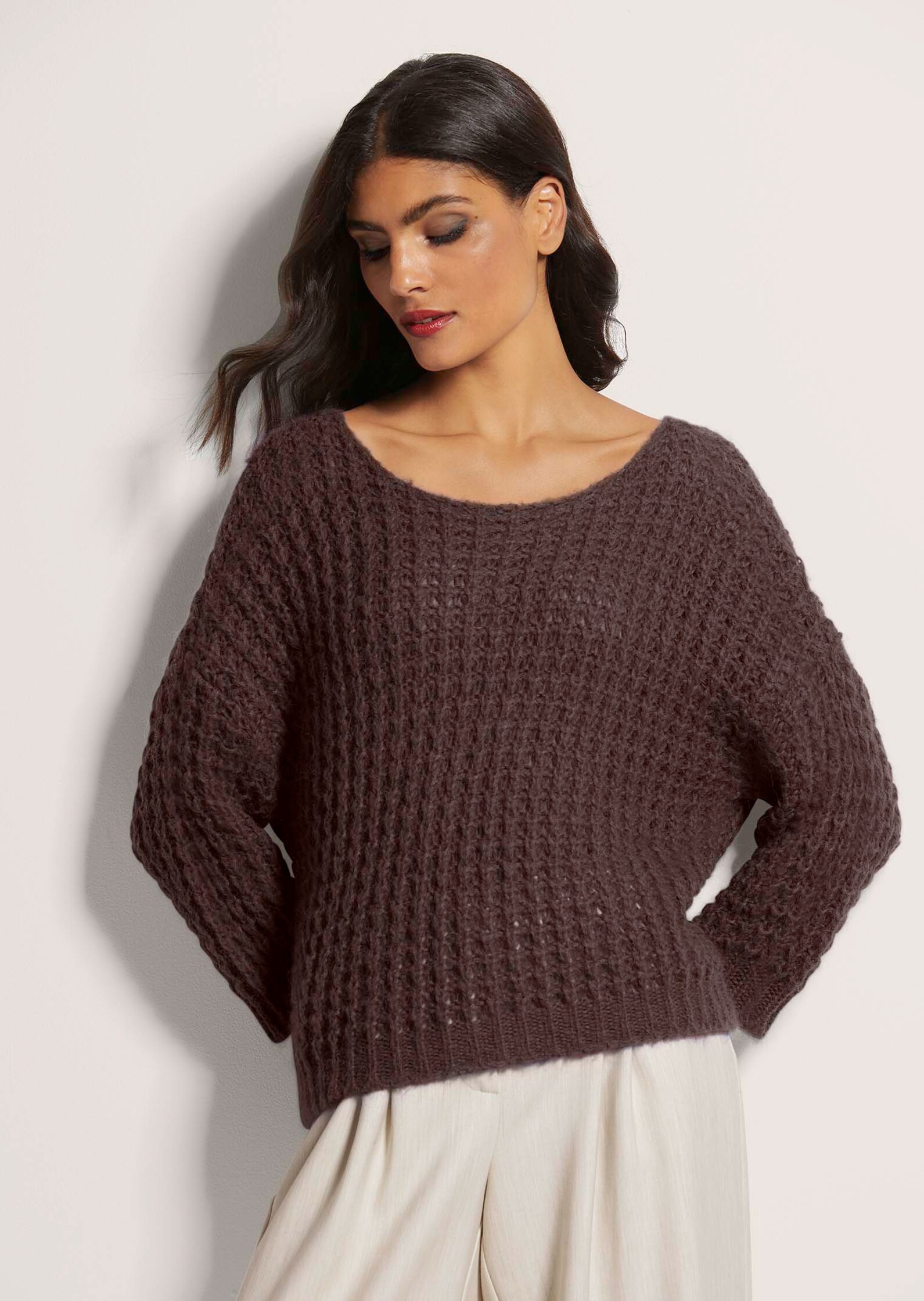 Pullover im Boxy-Style in braun | MADELEINE Mode