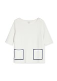 Pullover mit Kurzarm und aufgesetzten Taschen in wollweiß / marine ...