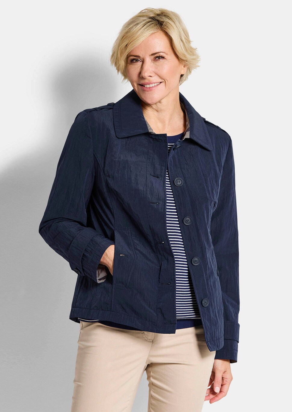 Trench-Jacke in Crash-Optik in marine | GOLDNER