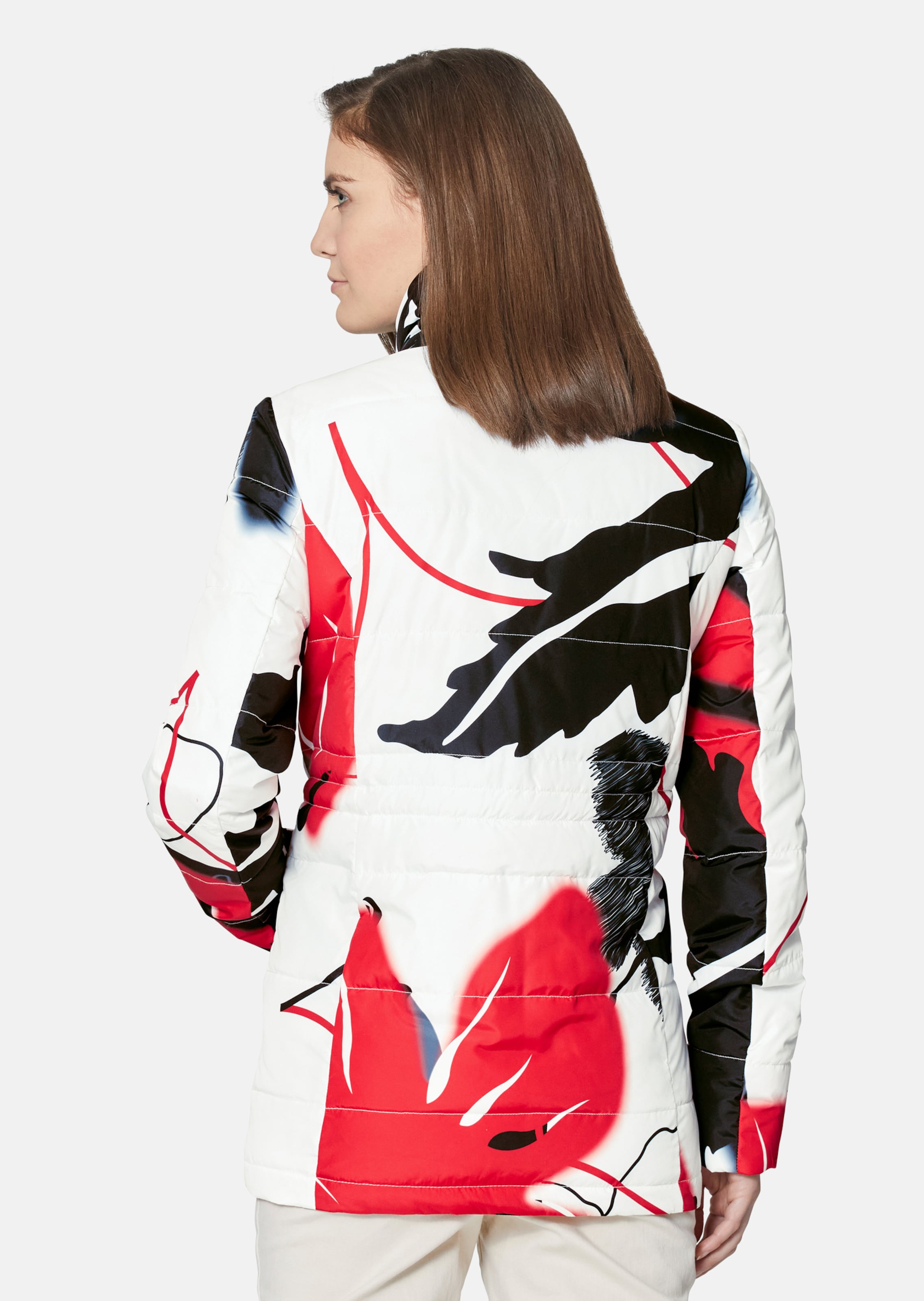 Quilted jacket with cool digital print in black / multi-coloured ...