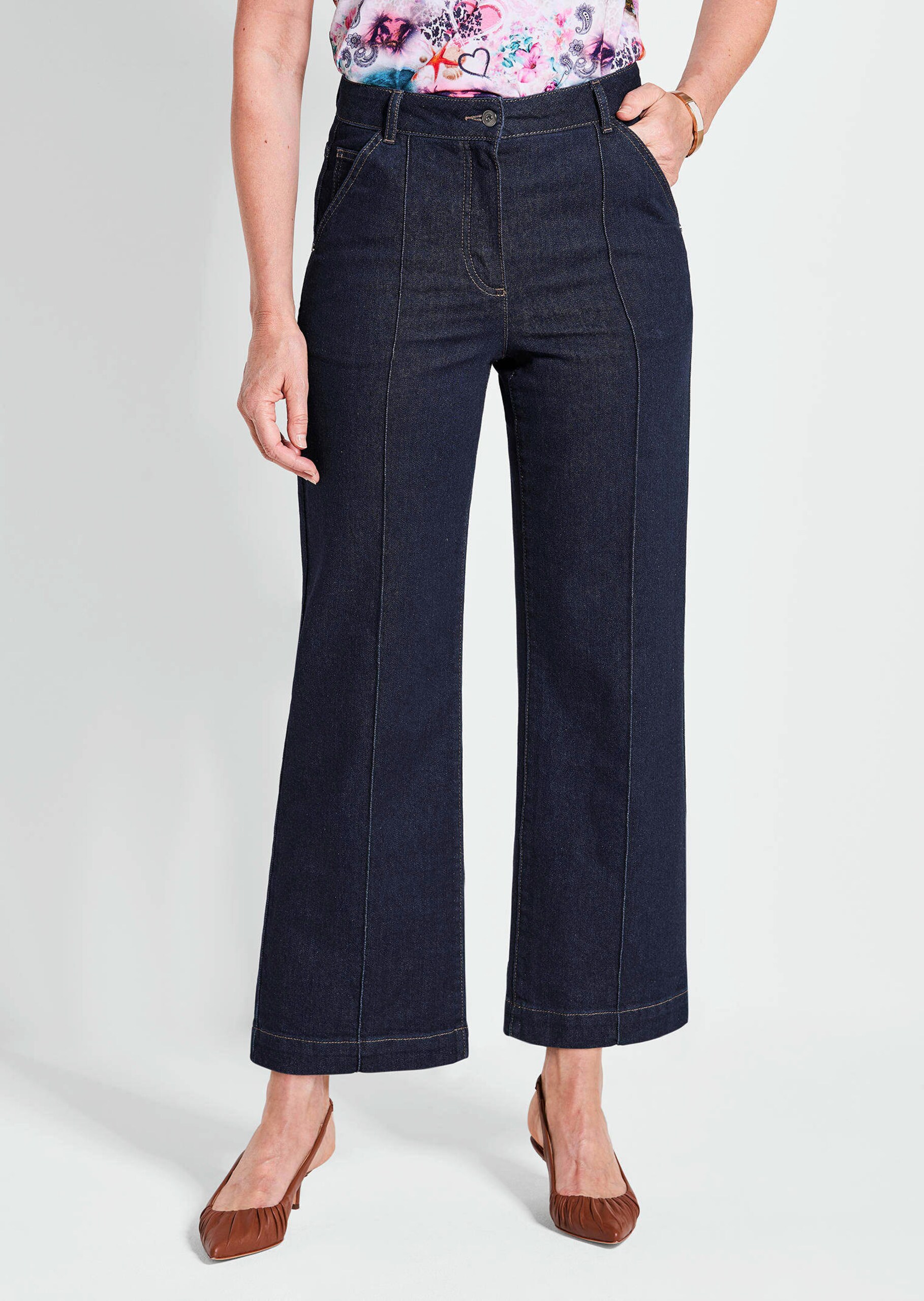 Culotte-Jeans VERA mit Formbund in marine | atelier GOLDNER