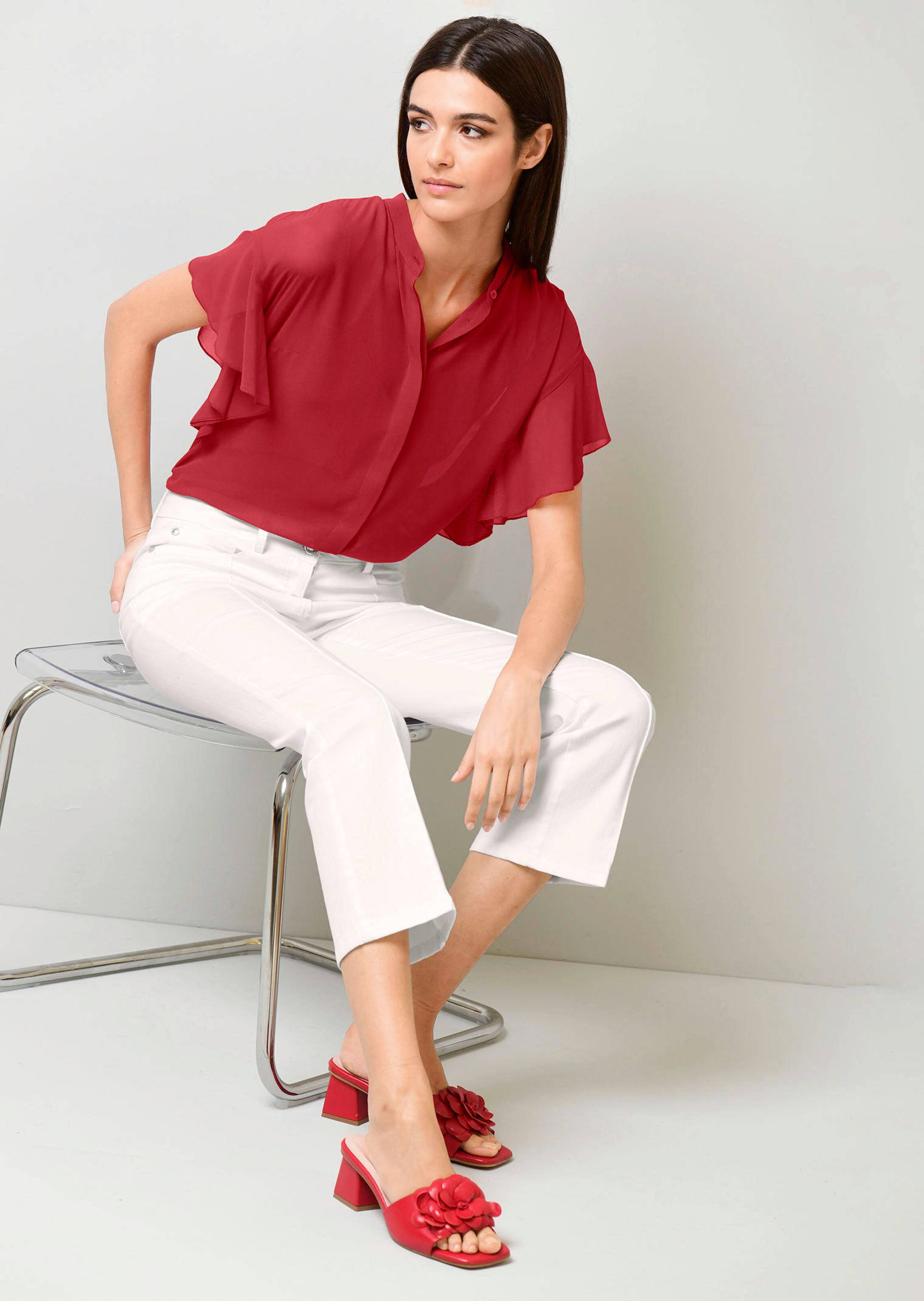 2in1 Bluse mit Volant in rot | MADELEINE Mode