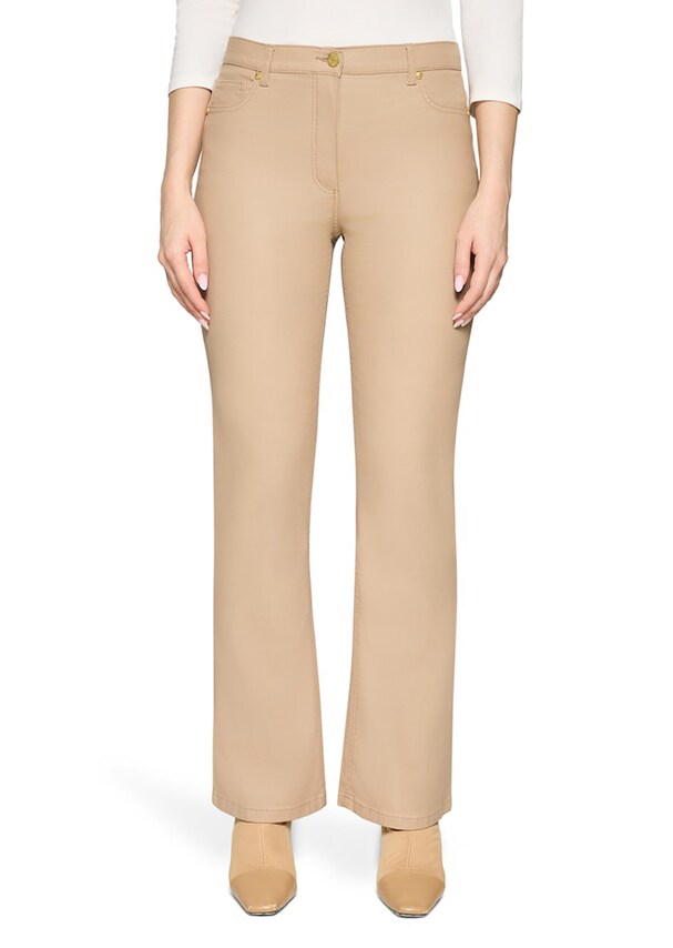 Pantalon droit « Sina Perfect Body » avec revêtement sur beige | GOLDNER
