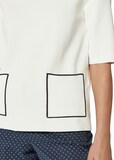 Pullover mit Kurzarm und aufgesetzten Taschen in wollweiß / marine ...