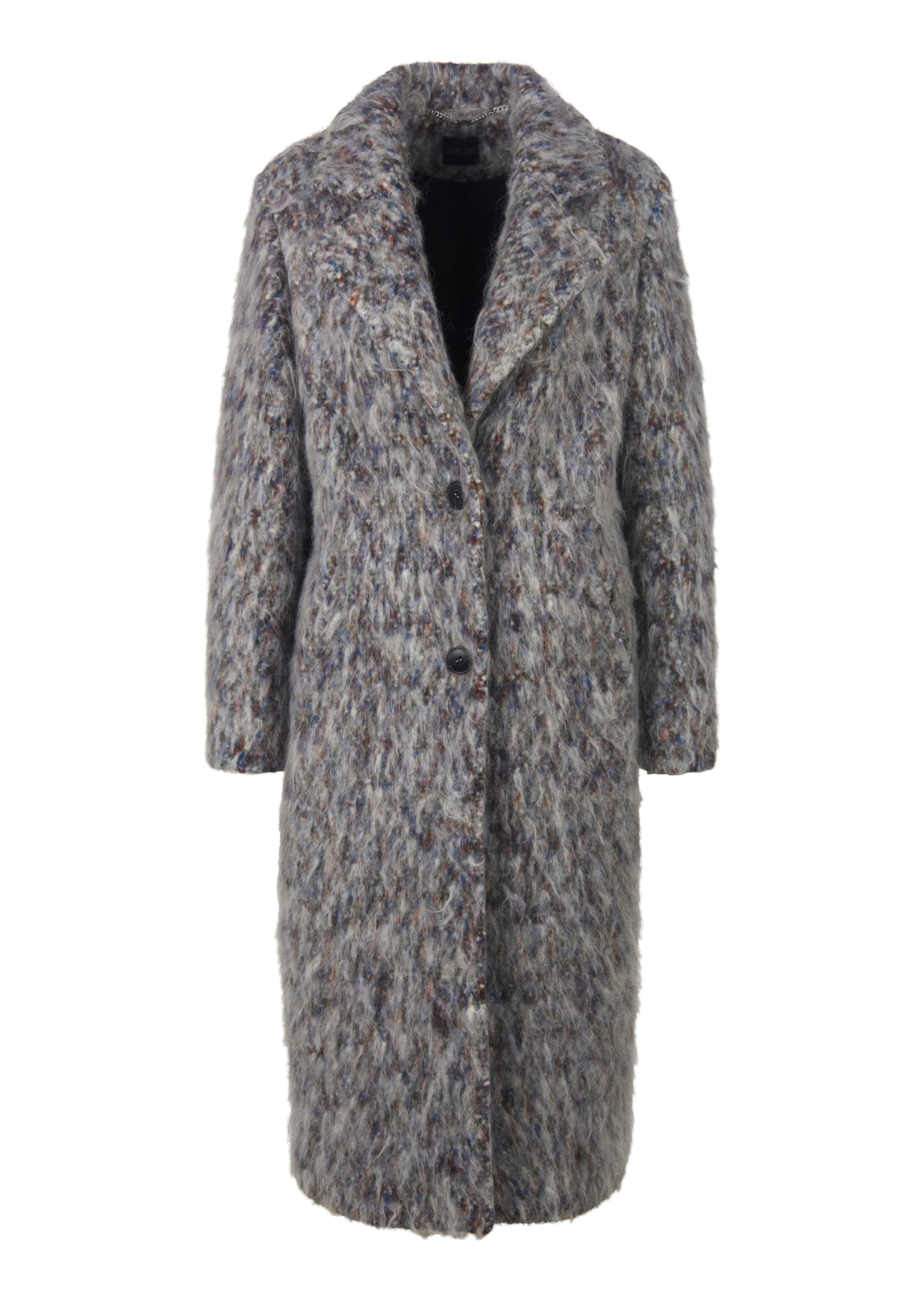 Modischer Mantel mit haariger Struktur in wollweiß / multicolor ...