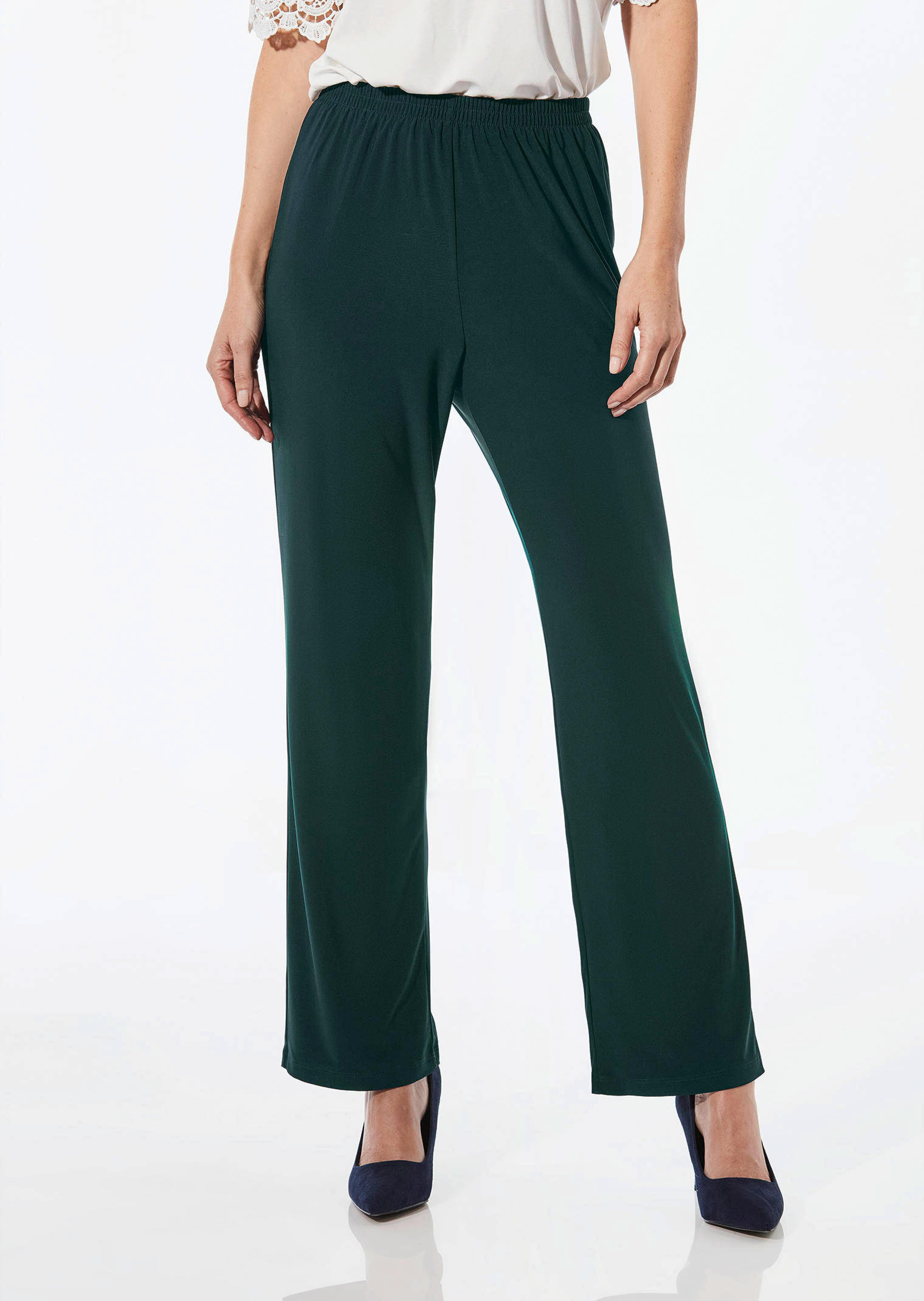 Comfortabele slinky broek VERA in smaragd | atelier GOLDNER