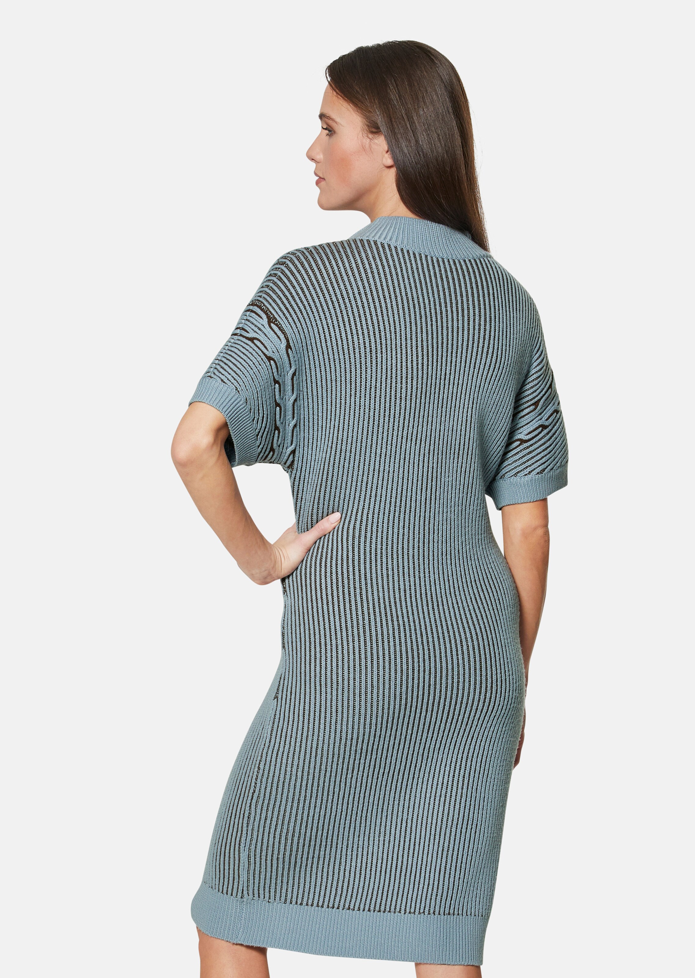 Knitted dress with cable detailing in crystal colour / nut | MADELEINE ...