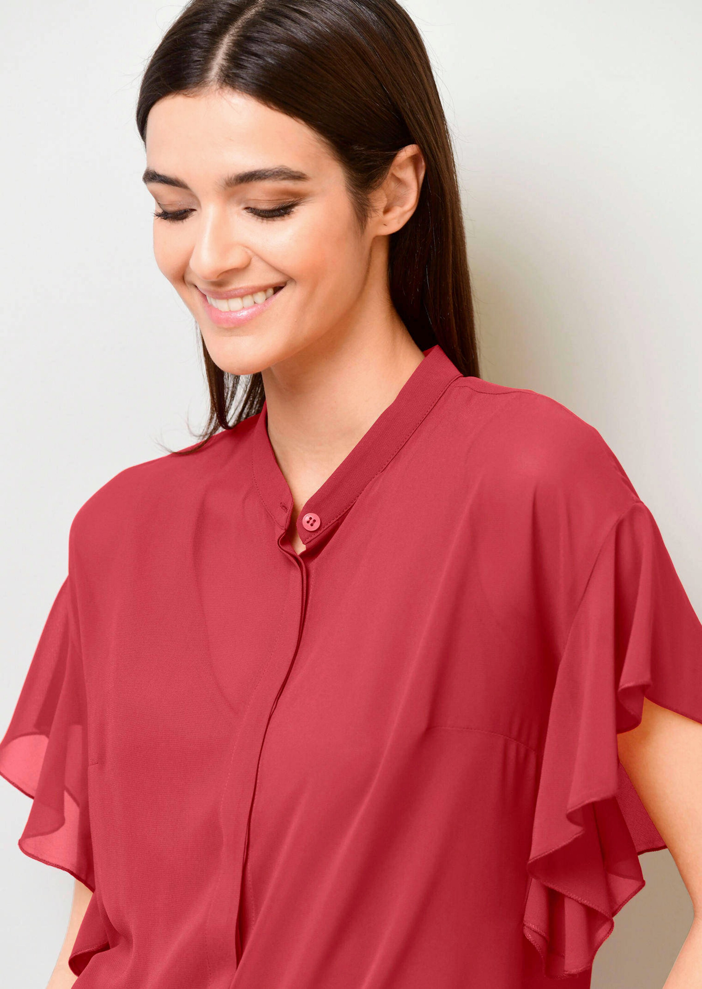 2in1 Bluse mit Volant in rot | MADELEINE Mode